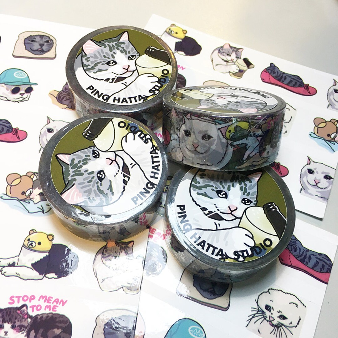 Clear Sad Cat Meme Clear Tape – Masking Sticker Tape Cat Diary, Cat ...