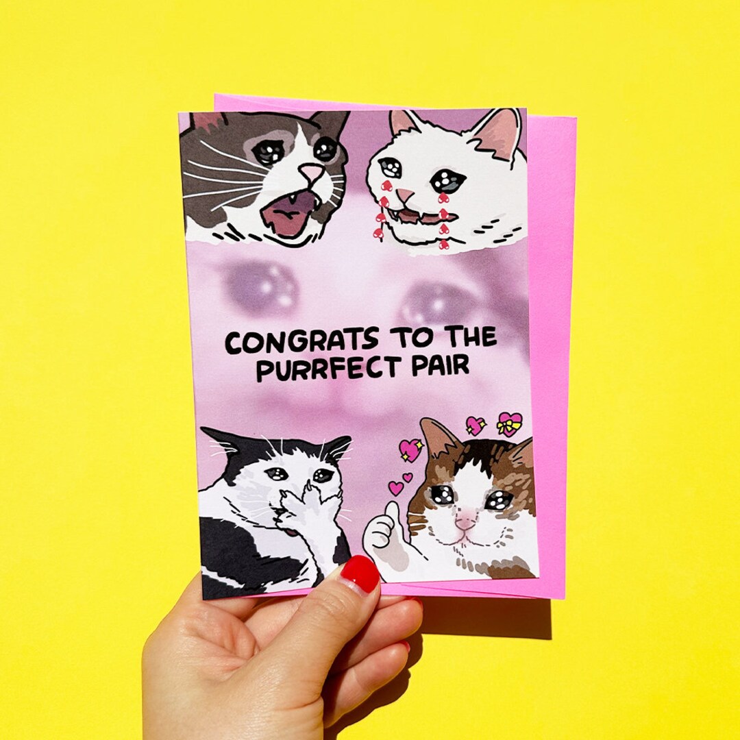 Congrats to the Purrfect Pair Sad Cat Wedding Card, Funny Cat ...