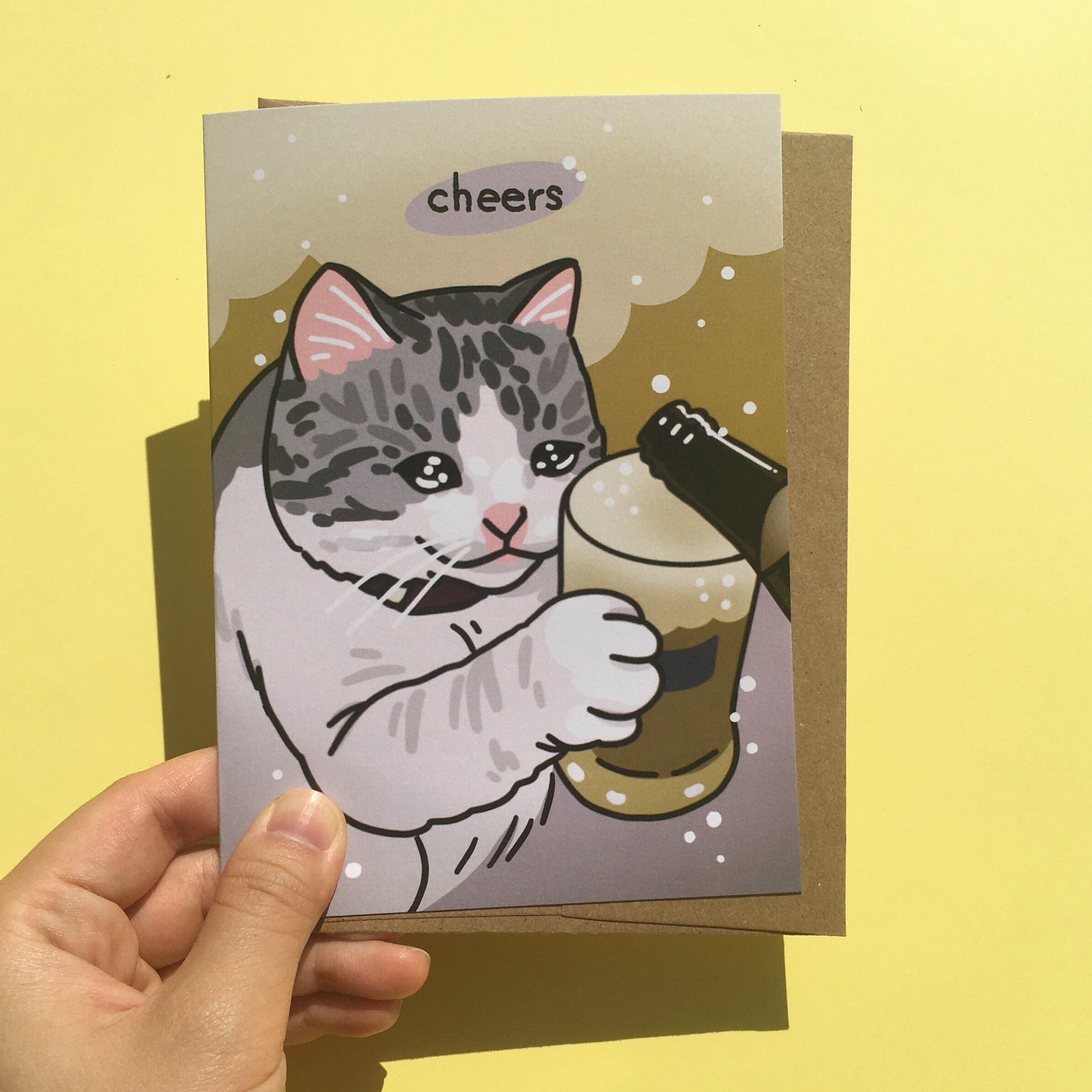 Cheers Beer Cat Meme Card - Party Cat Meme, Meme Birthday Card, Cat ...