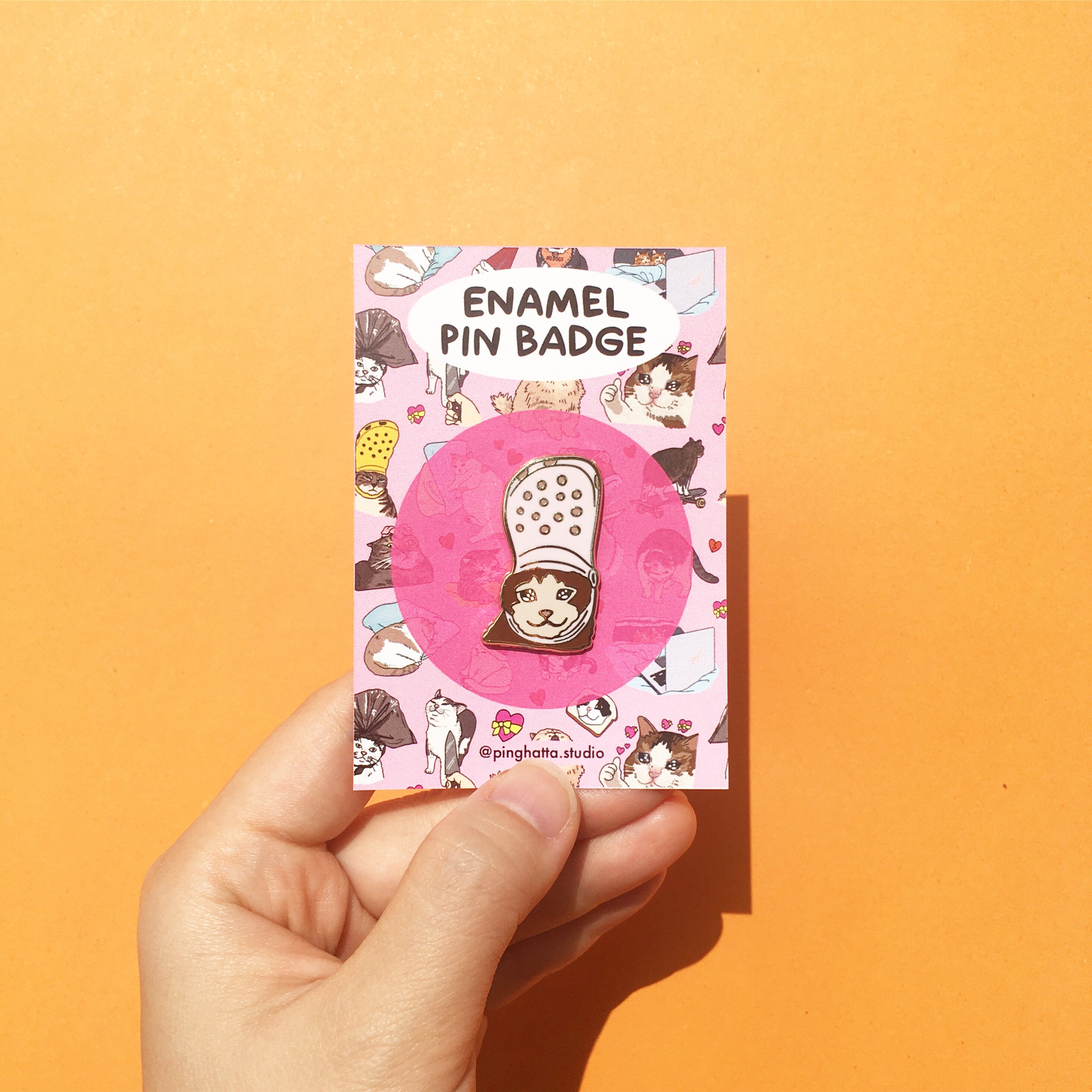 The Original Pink Croc Sad Cat Enamel Pin – Cat Meme Pin, Sad Cat Meme ...