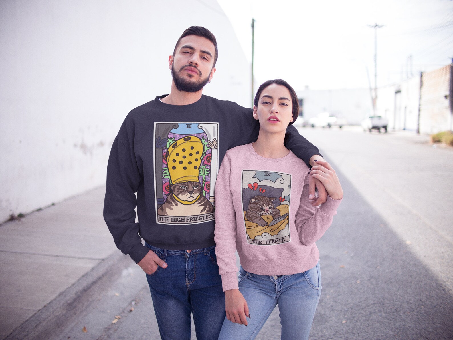 The Original Sad Cat Meme the Hermit Tarot Sweatshirt Tarot - Etsy UK