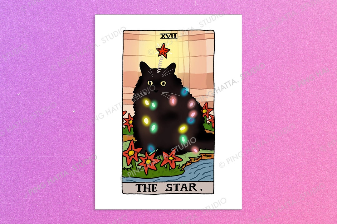 The Star Chocolate Cat Meme Tarot Art Print Poster, Sad Cat Meme, Tarot ...