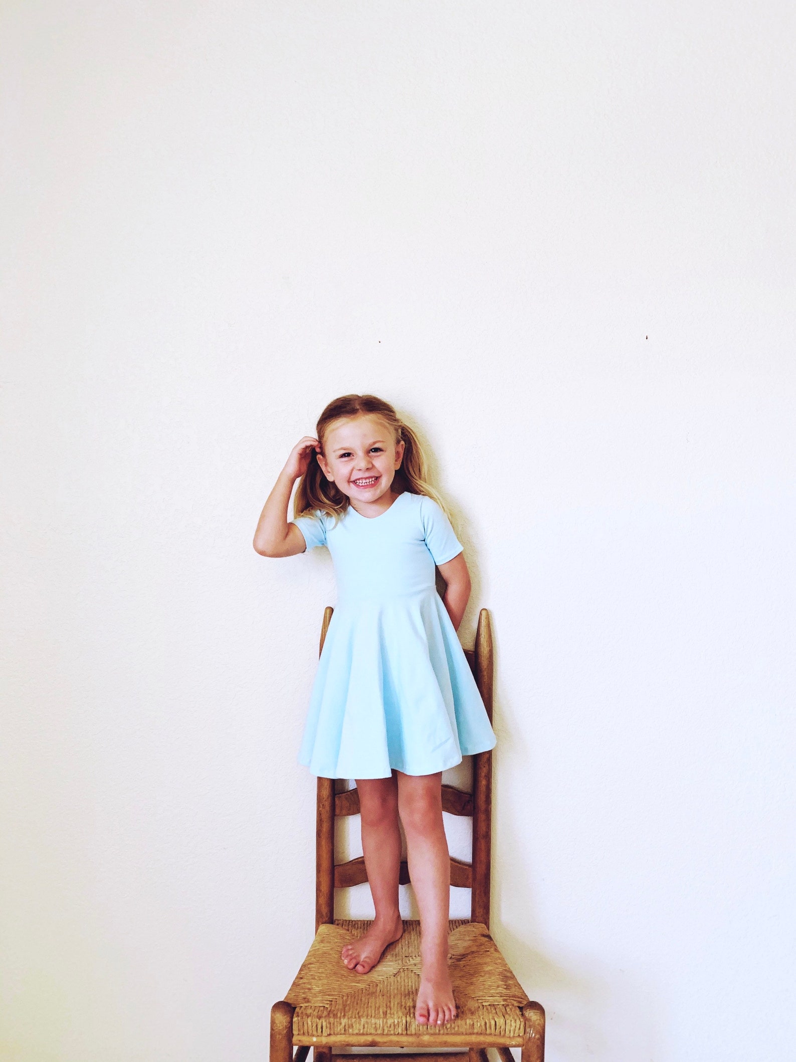Blue Twirl Dress, Light Blue Dress, Solid Color Dress, Toddler Dress ...