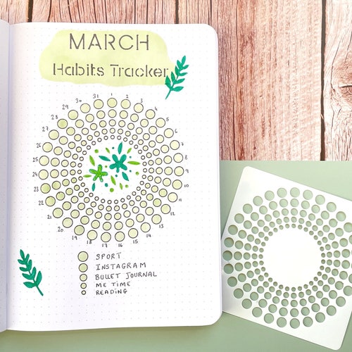 Monthly Circle Tracker Stencil for Bullet Journal and Planner - Etsy