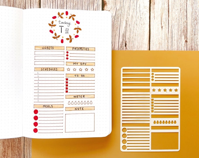 Daily Layout Stencil for Bullet Journal and Planner, Today Spread ...