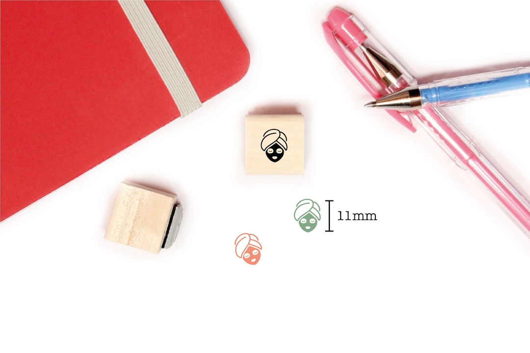 Facial Mask Stamp for Planner and Bullet Journal, Mini Wood Stamp 11mm ...