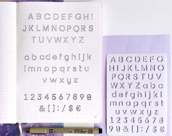 Medium Calligraphy Lowercase Alphabet and Number Stencil Booklet ABC ...