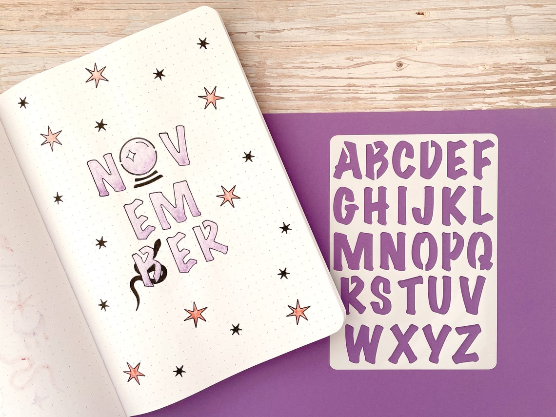 Lettering Stencil for Bullet Journal Letters Stencil | Etsy