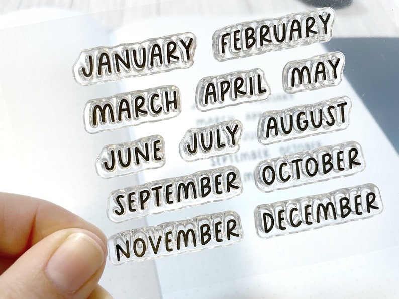 Months Lettering Clear Stamps Calendar Stamp Set for Journal - Etsy