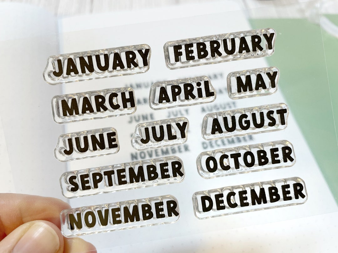 Months Lettering Clear Stamps, Calendar Stamp Set for Journal and ...