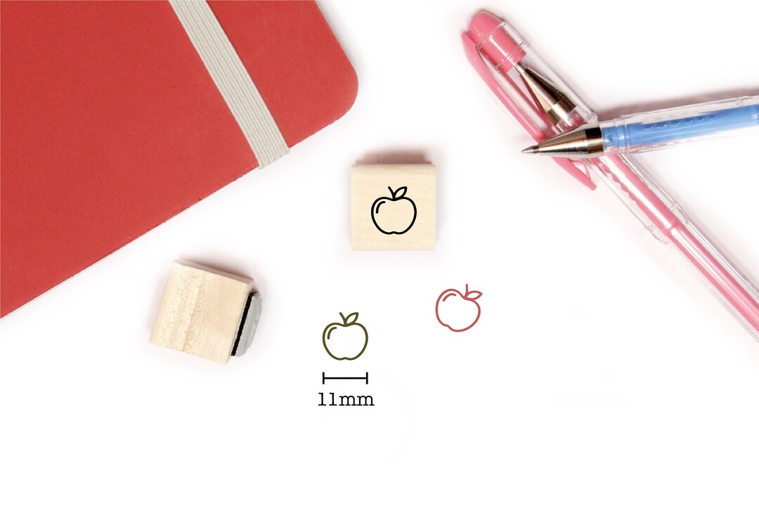 Apple Stamp for Planner and Bullet Journal, Mini Wood Stamp 11mm, Fruit ...