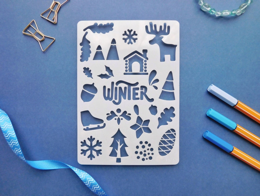 Winter Stencil for Journal and Planner, Christmas Doodle Stencil for ...