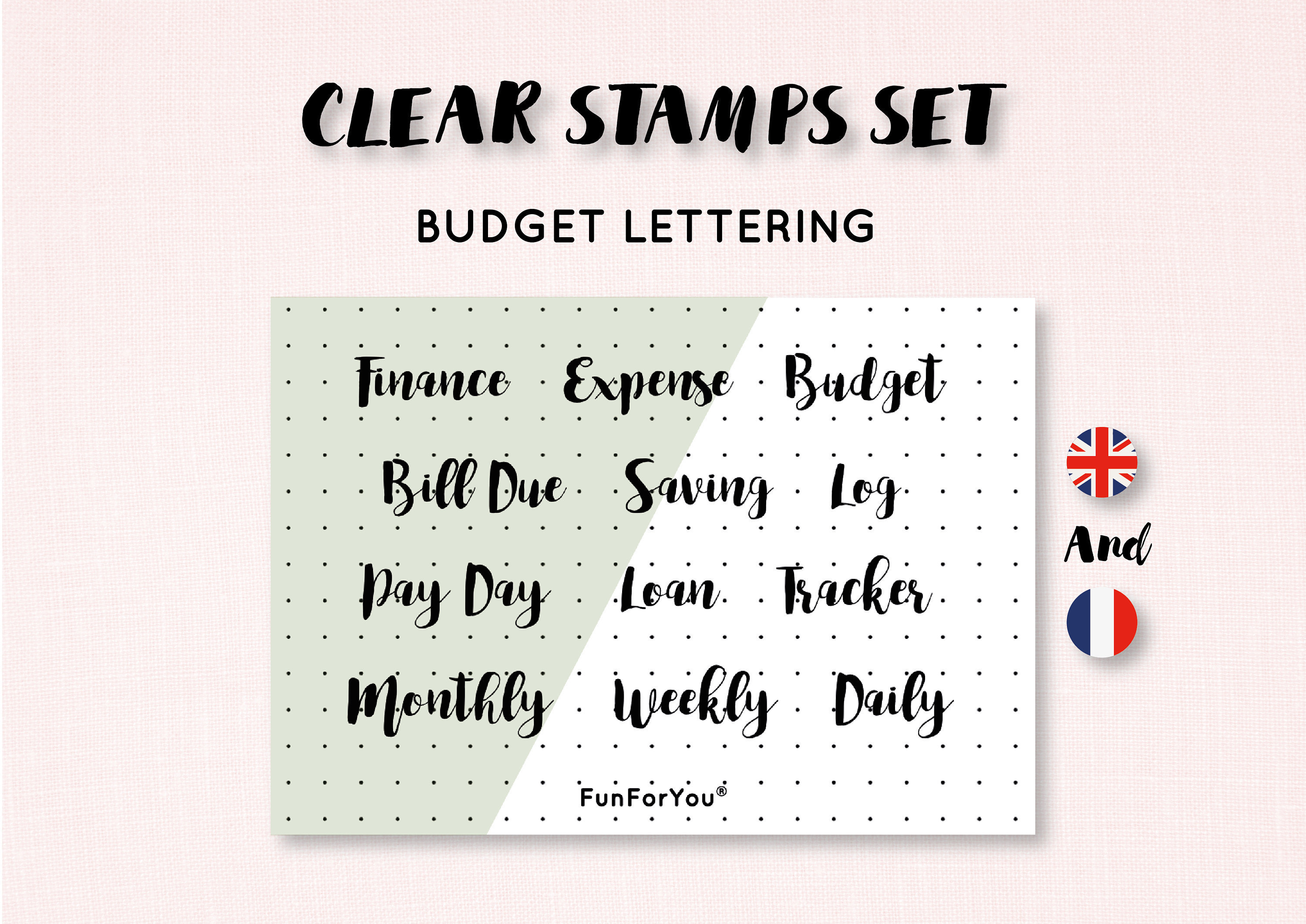 Budget Lettering Clear Stamps Saving Layout Stamp Set for | Etsy