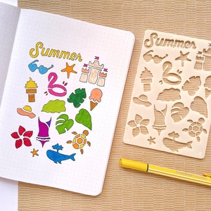 Summer Stencil for Journal and Planner, Summer Doodle Stencil for ...