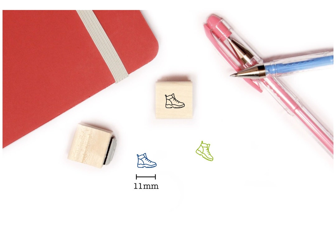 Hiking Boots Stamp for Planner and Bullet Journal, Mini Icon Wood Stamp ...