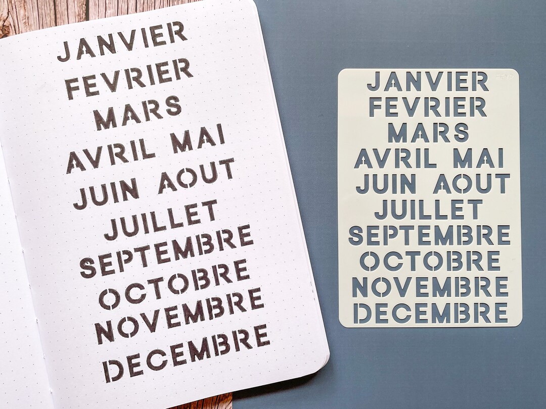 French Month Stencil for Journal and Planner, 12 Months Stencil, Spread ...