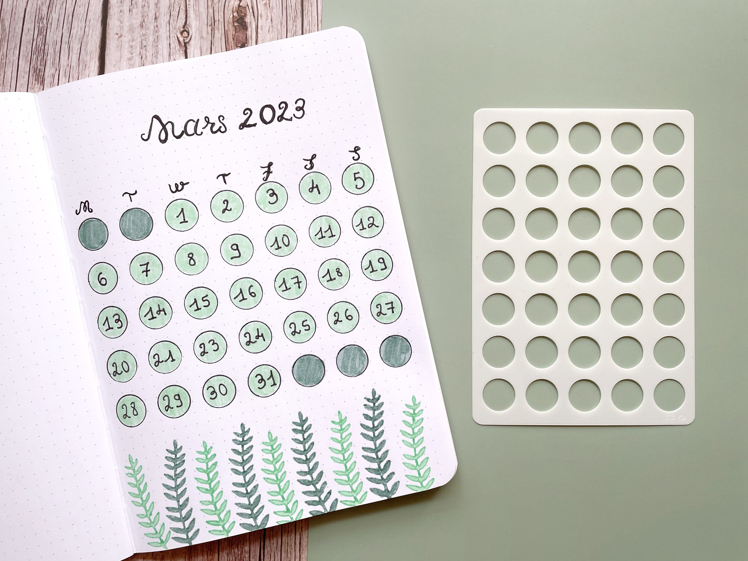 Monthly Overview Calendar Stencil for Journal and Planner, Monthly ...