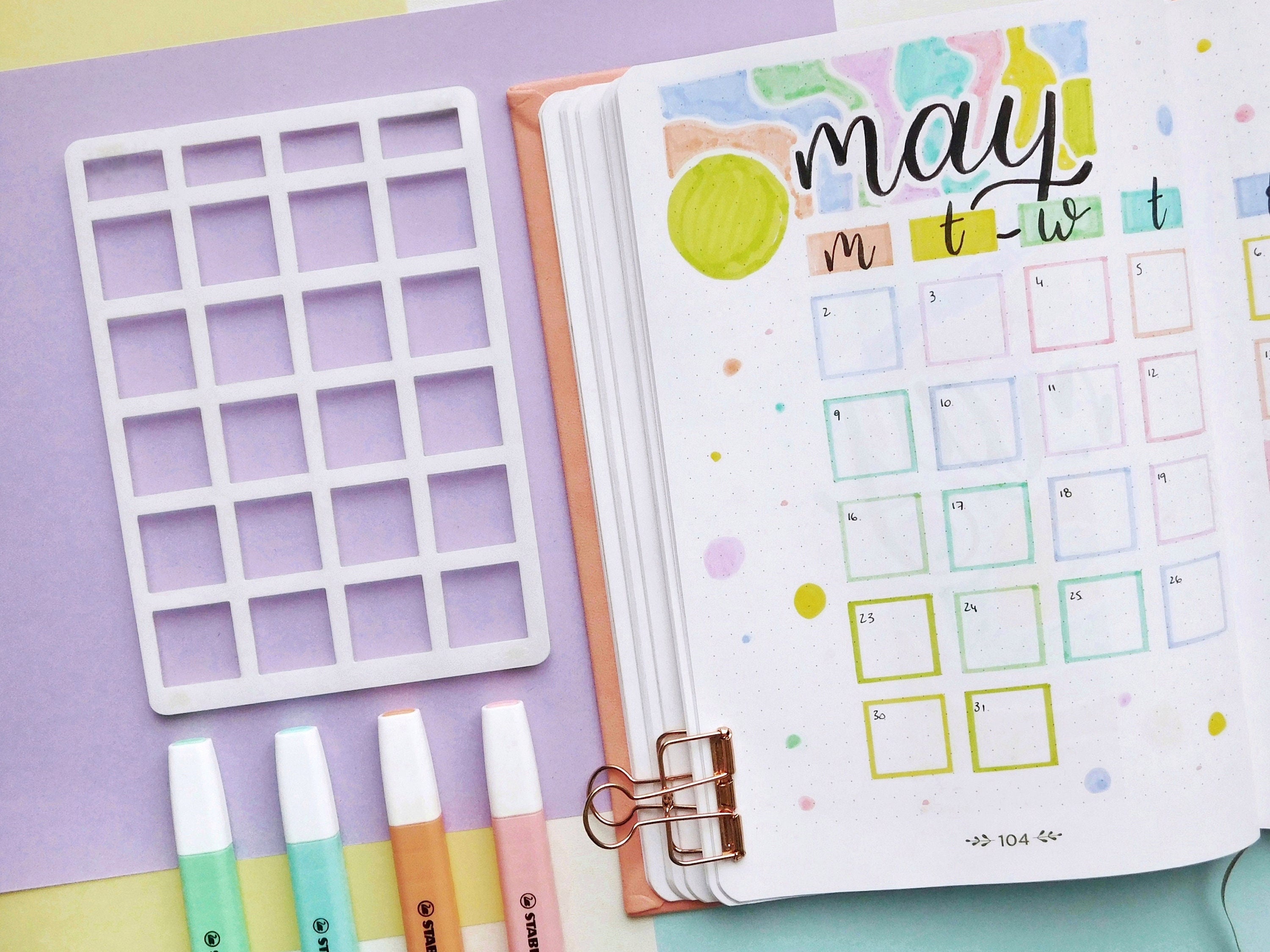 Monthly Overview Calendar Stencil for Journal and Planner, Monthly ...