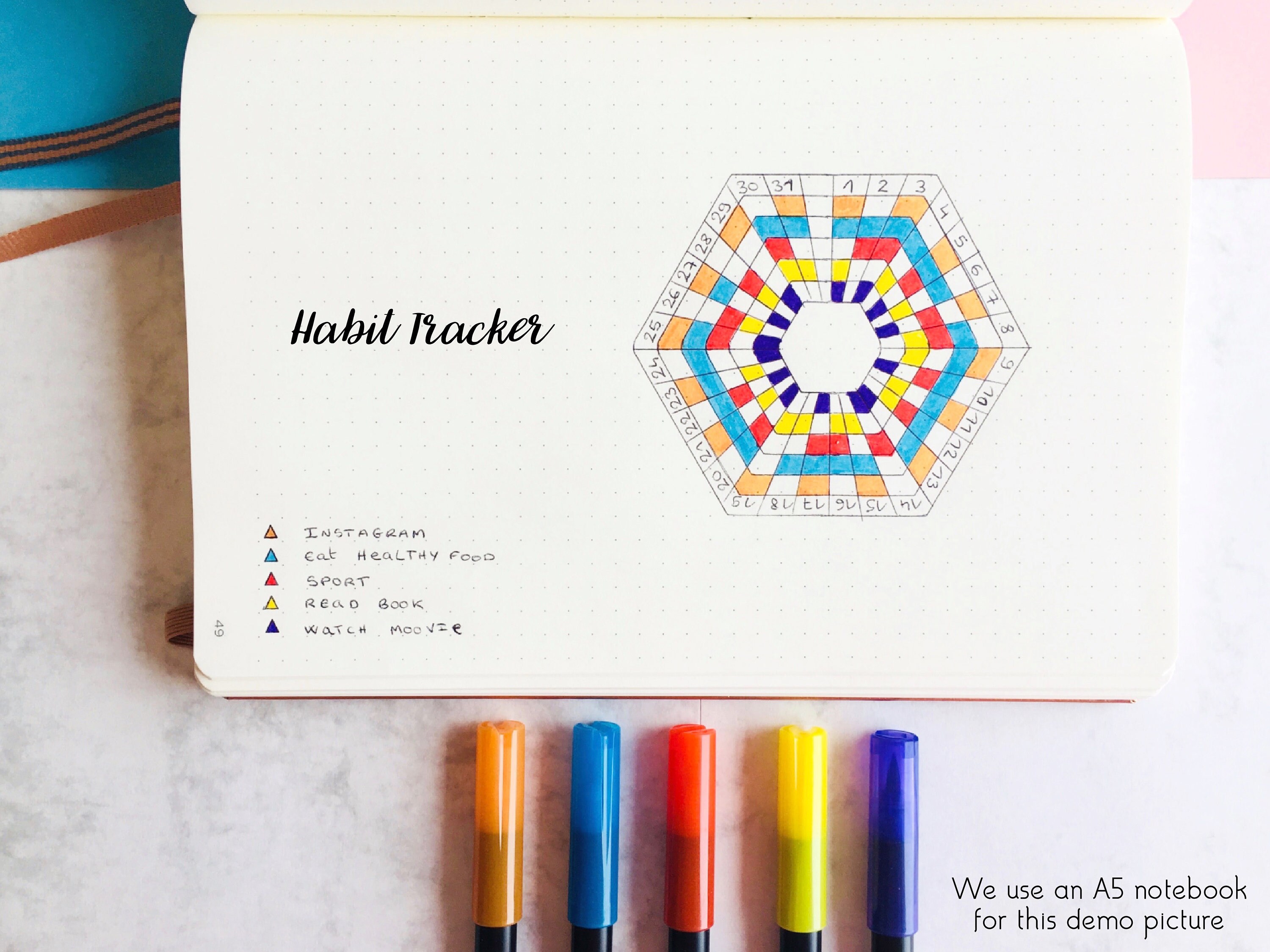 Monthly Habits Tracker Stencil for Journal and Planner, Hexagonal and ...