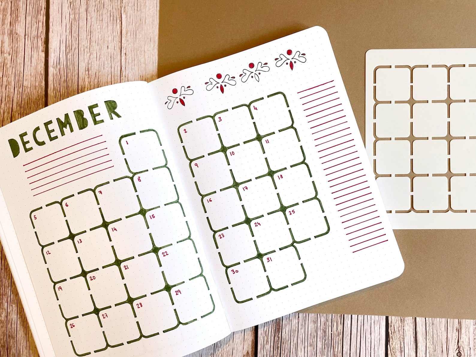 Monthly Overview Calendar Stencil for Bullet Journal and - Etsy