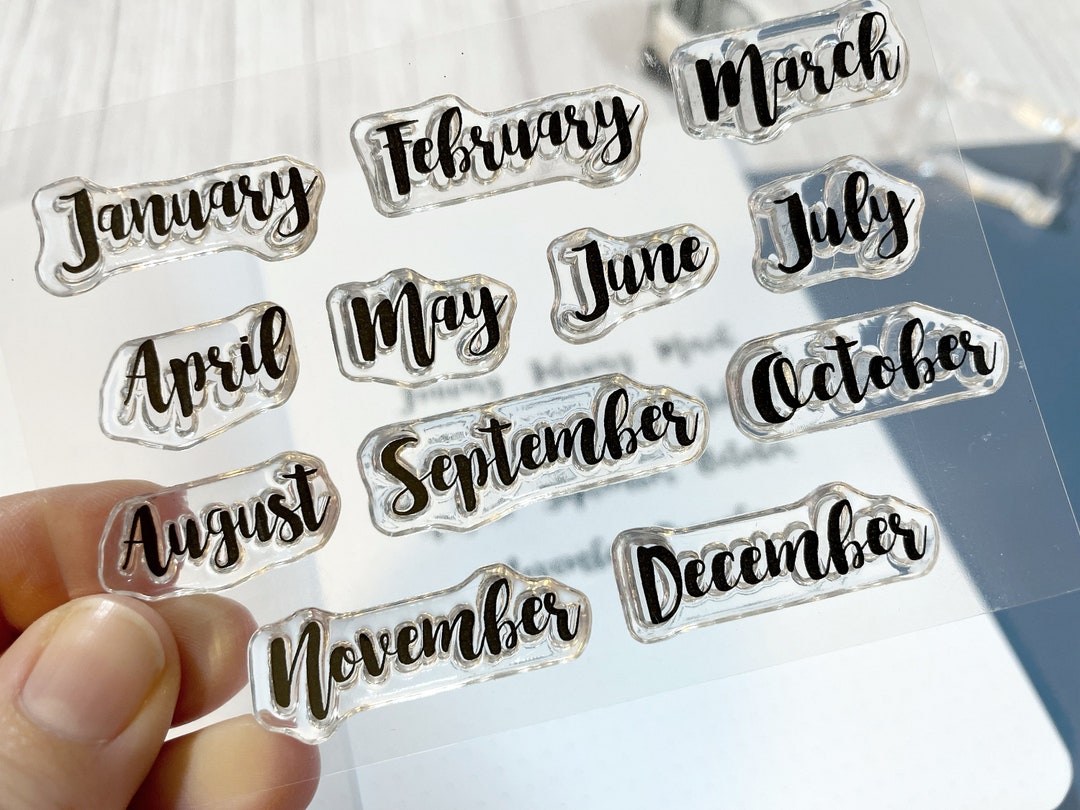 Months Hand Lettering Clear Stamps, Calendar Stamp Set for Journal and ...