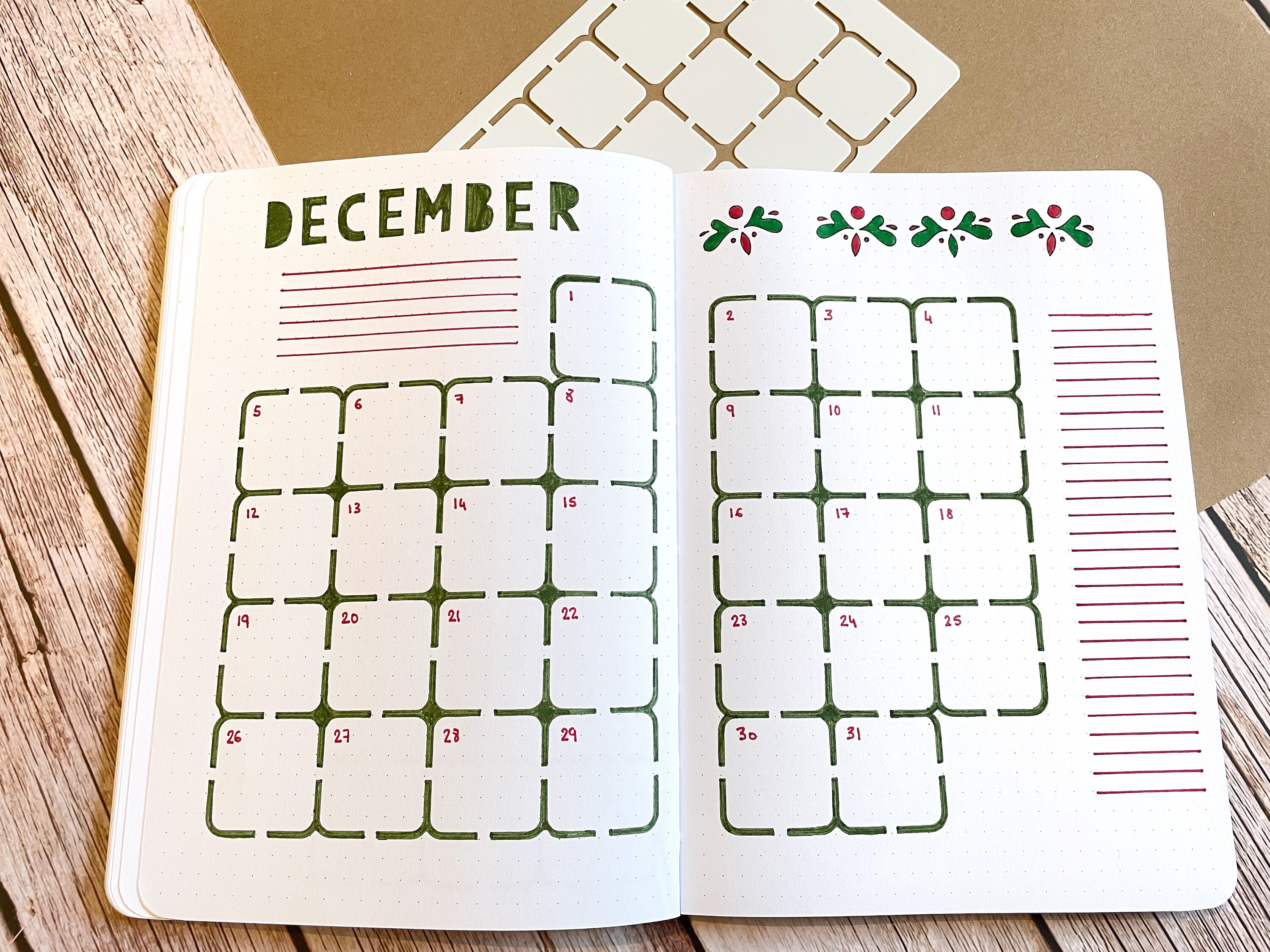 Monthly Overview Calendar Stencil for Bullet Journal and - Etsy Australia