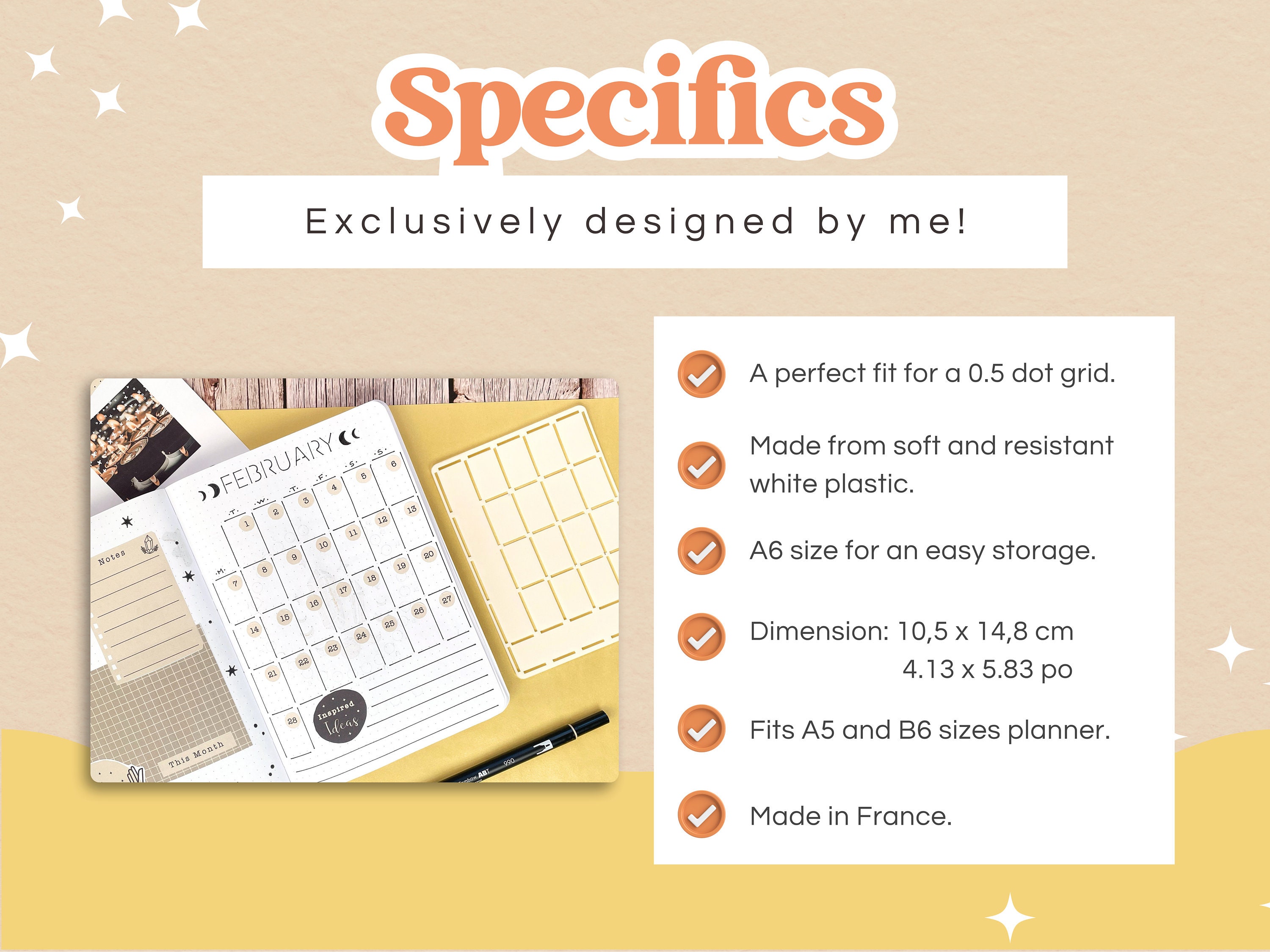 Monthly Calendar Stencil, Perfect Tool for Notebooks and Journals, A5 ...