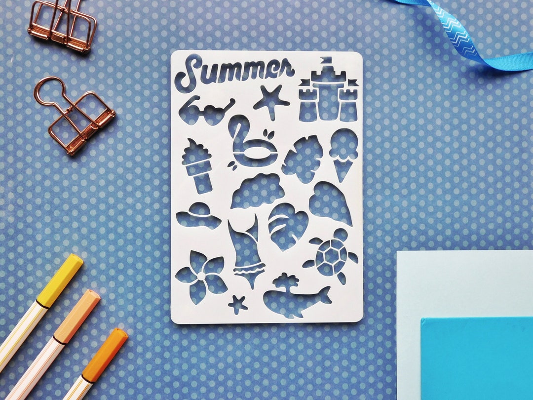 Summer Stencil for Journal and Planner, Summer Doodle Stencil for ...