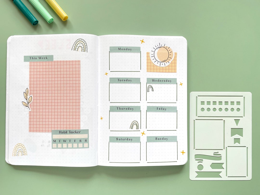 Weekly and Daily Layout Stencil, Stencil for Journal and Planner, Week ...