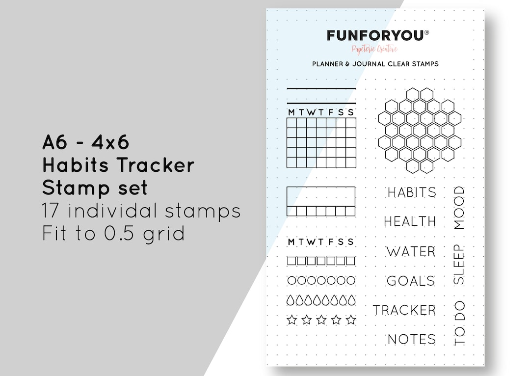 Habits Tracker Clear Stamp for Planner and Bullet Journal, Layout Clear ...