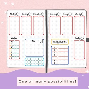 Weekly Layout Stencil for Journal and Planner, Week Spread Template ...