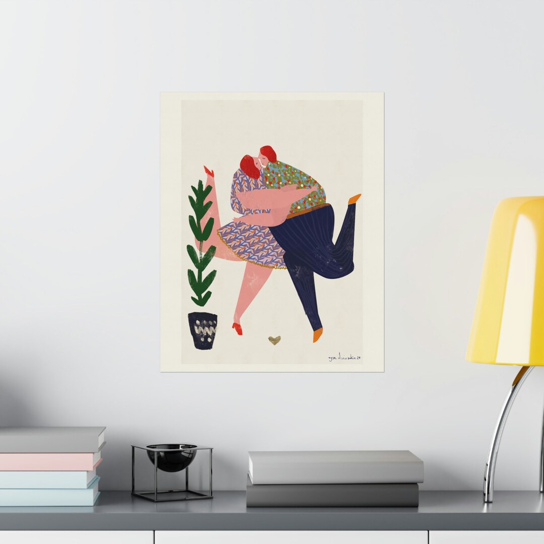 Couple Hugging Wall Art, Colorful Wall Art, Printable Wall Decor ...