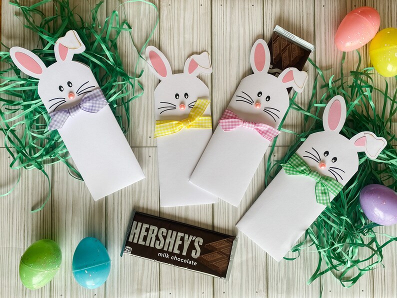 Cute Easter Bunny Candy Bar Sleeve Chocolate Bar Wrapper Holder Happy ...