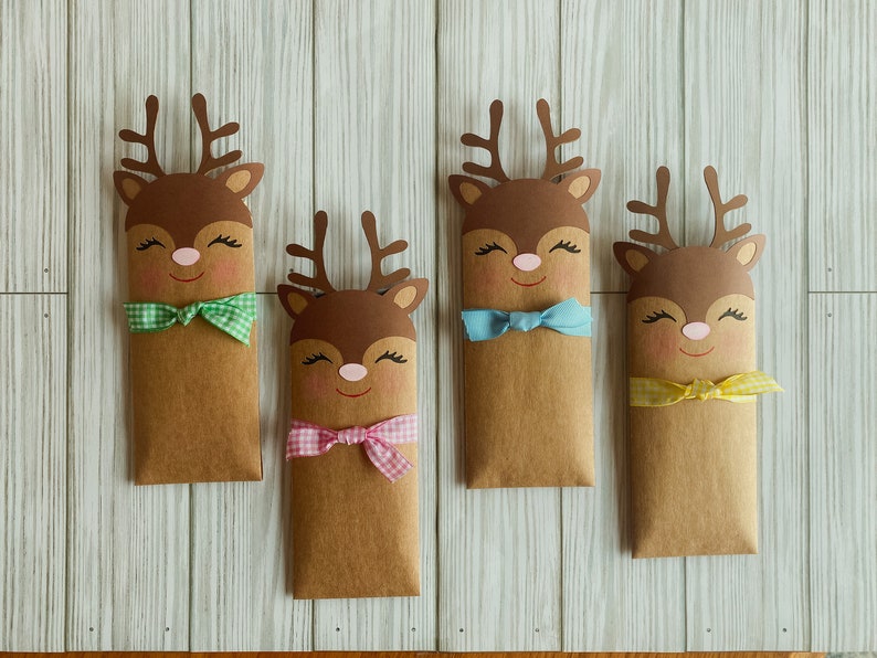 Christmas Reindeer Cute Deer Candy Bar Sleeve | Chocolate Bar Wrapper ...