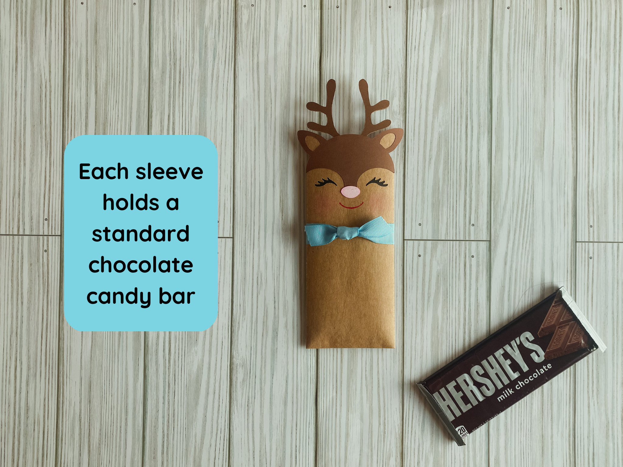 Christmas Reindeer Cute Deer Candy Bar Sleeve | Chocolate Bar Wrapper ...