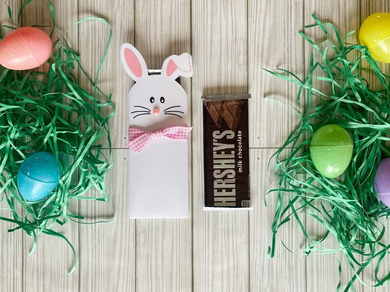 Cute Easter Bunny Candy Bar Sleeve Chocolate Bar Wrapper Holder Happy ...