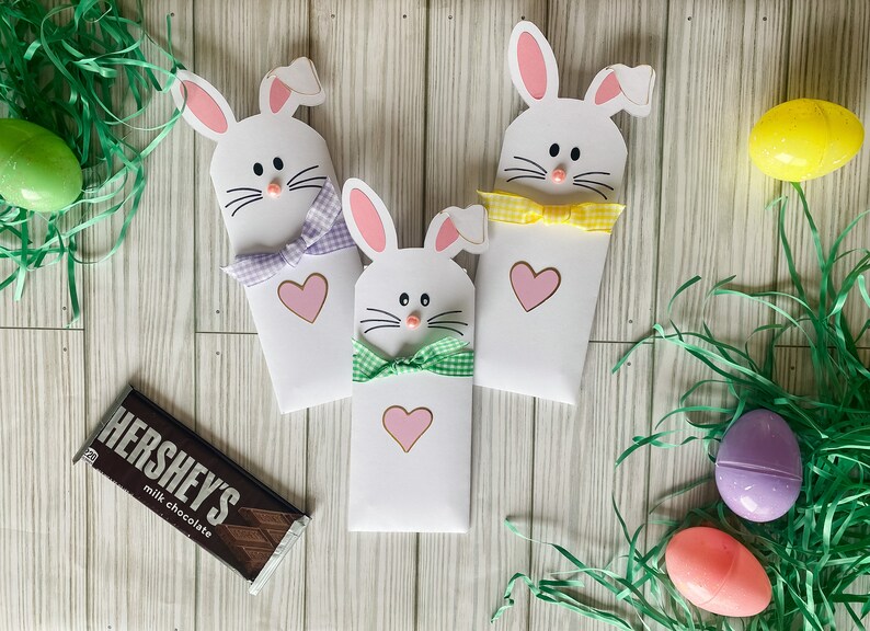 Cute Easter Bunny Candy Bar Sleeve Chocolate Bar Wrapper Holder Happy ...