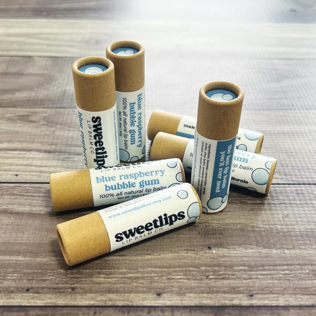 Blue Raspberry Bubble Gum Flavored Lip Balm | Handmade Lip Balm | Eco ...
