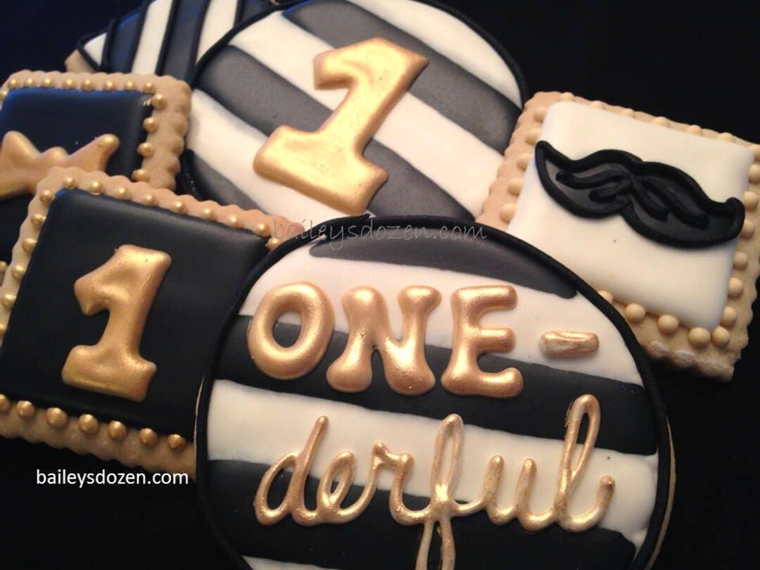 Mr. One-derful Gold Cookies for Little Man Birthday Presented by ...