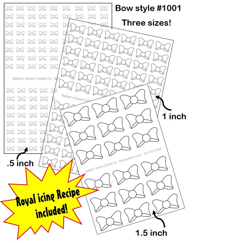 Bows Royal Icing Transfer Sheet Digital Download Printable | Etsy