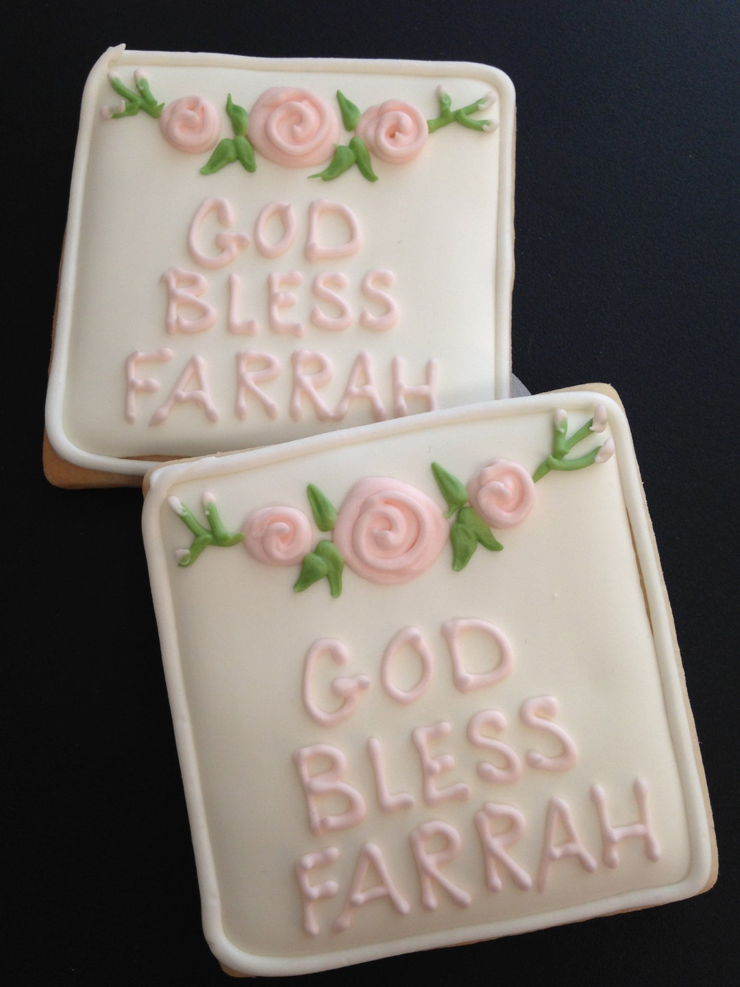 Personalized Communion Cookies | Pink Rosette, Baptism Favors - Etsy