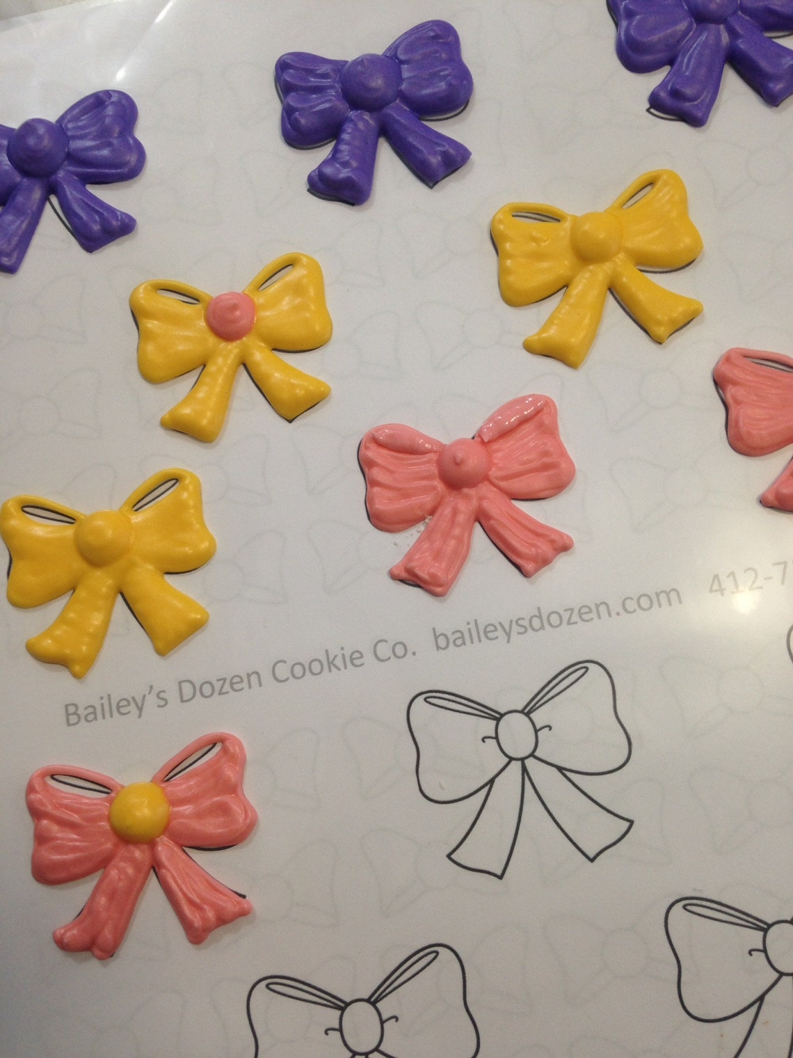 Large Bows Royal Icing Transfer Sheet Digital Download | Etsy