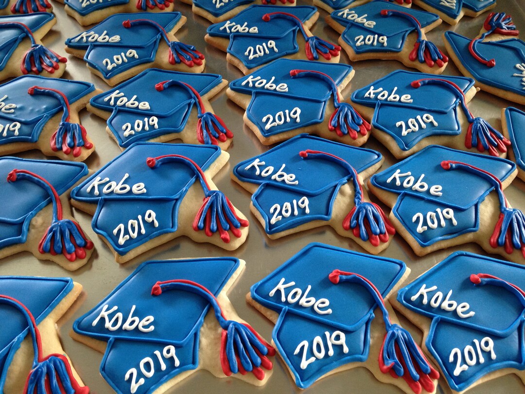 Graduation Cookie Cap and Tassel Personalized With School Colors by ...