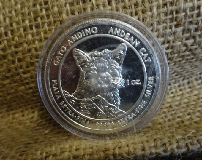 Andean Cat Silver Coin 1 Troy Ounce Puerest Silver in the World Round ...