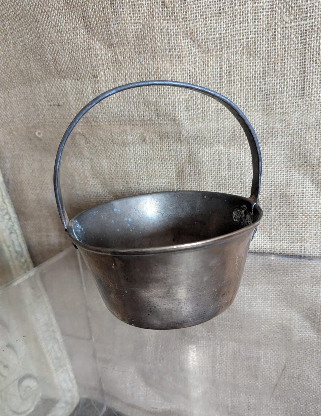 Antique Cast Copper Pail With Iron Swing Handle – Rustic Industrial ...