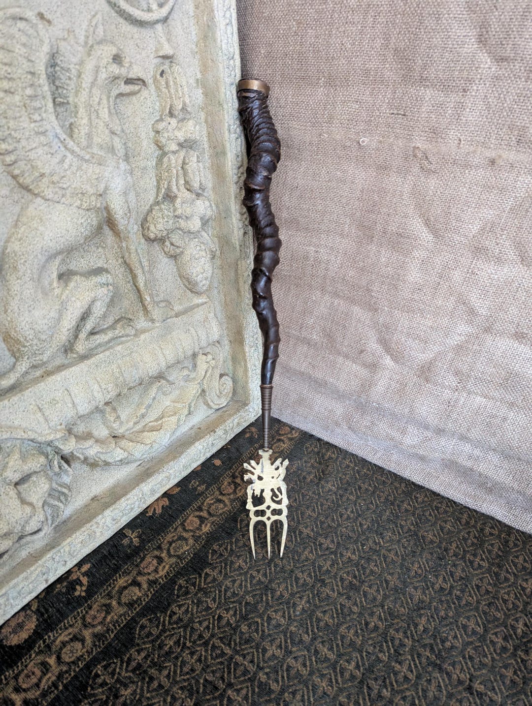 Antique Indian Buddhist /hindu Blackbuck Antelope Horn Toasting Fork ...