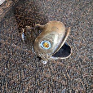 Vintage Brass Fish With Large Mouth Receptacle - Etsy