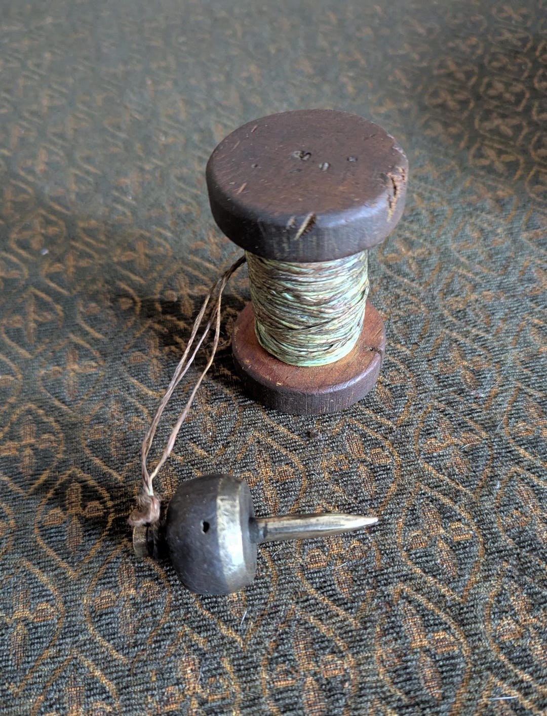 Antique Brass and Lead Plumb Bob Line, With Thick Waxed Cord and ...