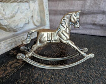 Vintage MCM 1960s Solid Brass Rocking Horse - Brass Christmas Holiday ...