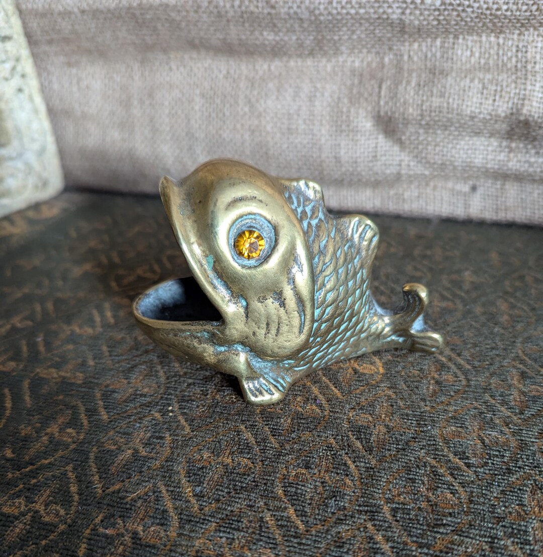 Vintage Brass Fish With Large Mouth Receptacle - Etsy